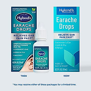 Ear Drops for Swimmers Ear, Hyland's Earache Drops for clogged ears, fast, natural, (2 pack)