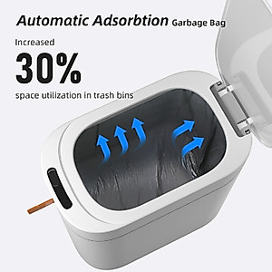 MOPALL Rechargeable Bathroom Trash Can,Motion Sensor Trash Can Automatic Touchless,White 3.5 Gallon Smart Garbage Can with Lid,Auto-Adsorption Slim Small Waste Basket for Bedroom,Bathroom,Kitchen