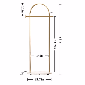 KADIGANG Gold Clothing Rack, Modern Clothes Rack with Shelf, Heavy Duty Freestanding Coat Rack, Metal Coat Hanger Stand with Hooks for Boutique Office