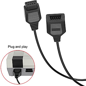 JoFong 9 Pin Controller Extension Cable for Classic Retro Game Consoles AV 620, HD 621, HD 821 Plug and Play Wired Video Game Controller Gamepad Extension Cable 5.8ft 2 Pack (cable-new-abc)