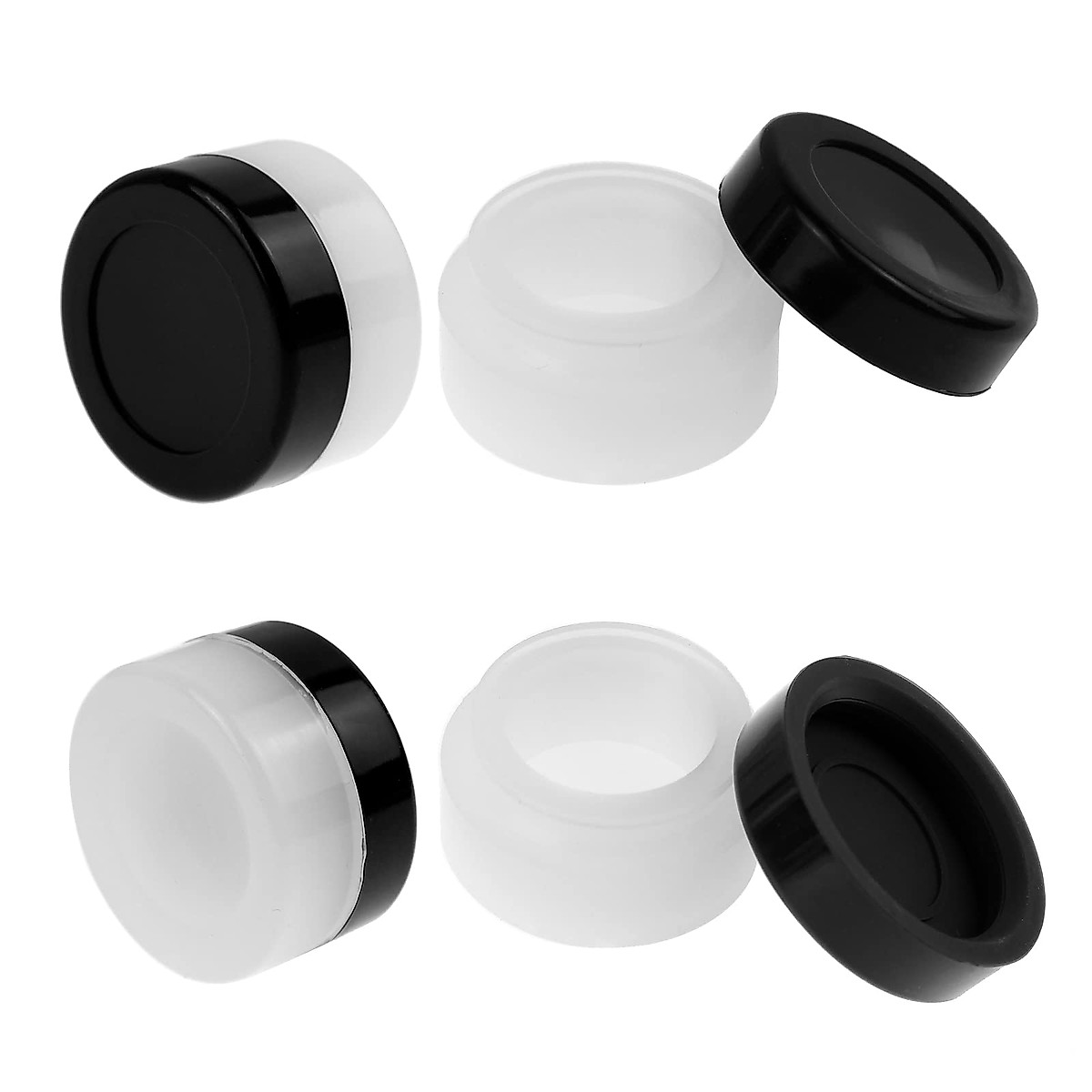 ooDuo 5ml Silicone Containers Wax 20pcs Non Stick Round Oil Kitchen Multi Use Storage Jar Clear Bottom and Black Cover
