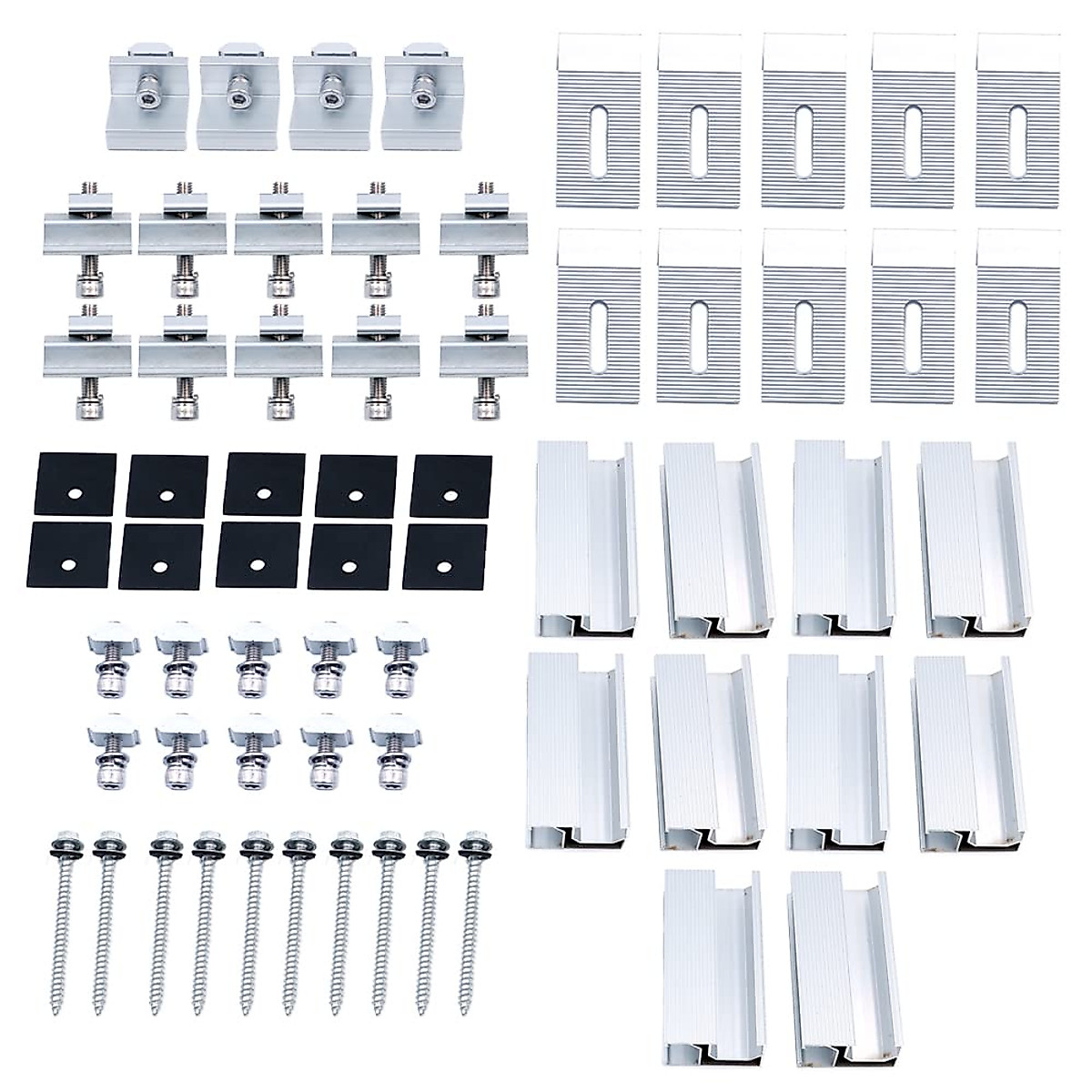 NUZAMAS Roof Solar Panel Installation Kits, Roof Mounting Brackets, Roof Solar Panel Mounting Bracket System Kit(for 1-4 Pieces Solar Panels)