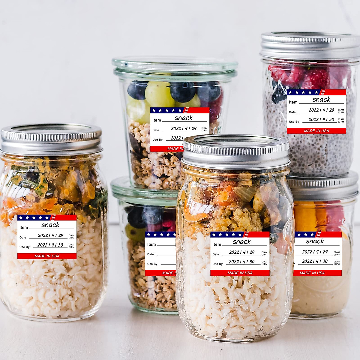 Dissolvable Food Labela Roll 1.5"x2" Freezer Labels for Containers Mason Jar Canning Canister Meal Prep Breast Milk Bottle Storage Waterproof Removable Kitchen Restaurant Stickers 250pcs