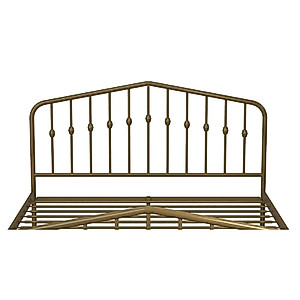 Novogratz Bushwick Metal Bed with Headboard and Footboard | Modern Design | Queen Size - Gold