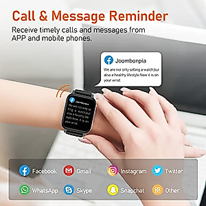 Joombonpia Smart Watches for Men,1.69" Touch Screen Fitness Trackers with Heart Rate Sleep Blood Monitor IP67 Waterproof with Pedometer 24 Sports Mode Smartwatch for Android iOS Phone(Black)