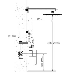Fransiton 8 Inches Matte Black Shower System Rain Shower System Set Wall Mounted, Rainfall Shower Head with Handheld, Bathroom Shower Kit (Valve Included)