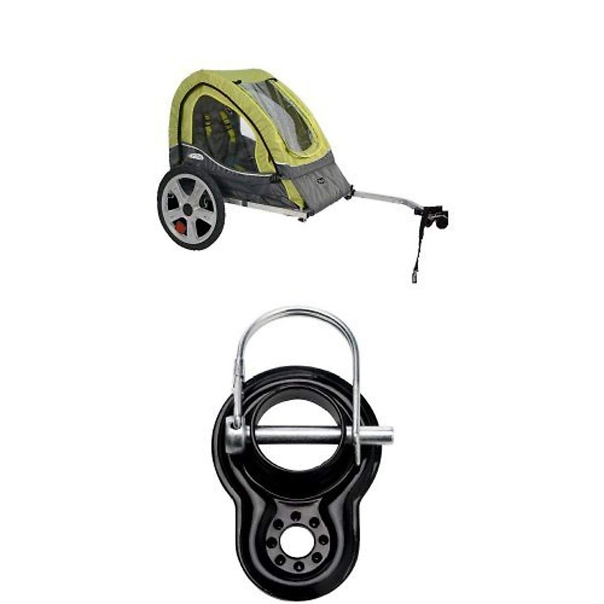 InStep Sync Single Bicycle Trailer, Green/Gray and Trailer Coupler Attachment - InStep & Schwinn Bike Trailers (SA074) WLM