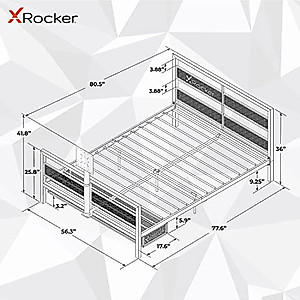 X Rocker Basecamp Gaming Bed Frame, with Rotating TV Mount, Storage, Metal Mesh Frame, 2111101, 80.63" x 37.68" x 42.8", Twin Size, Black