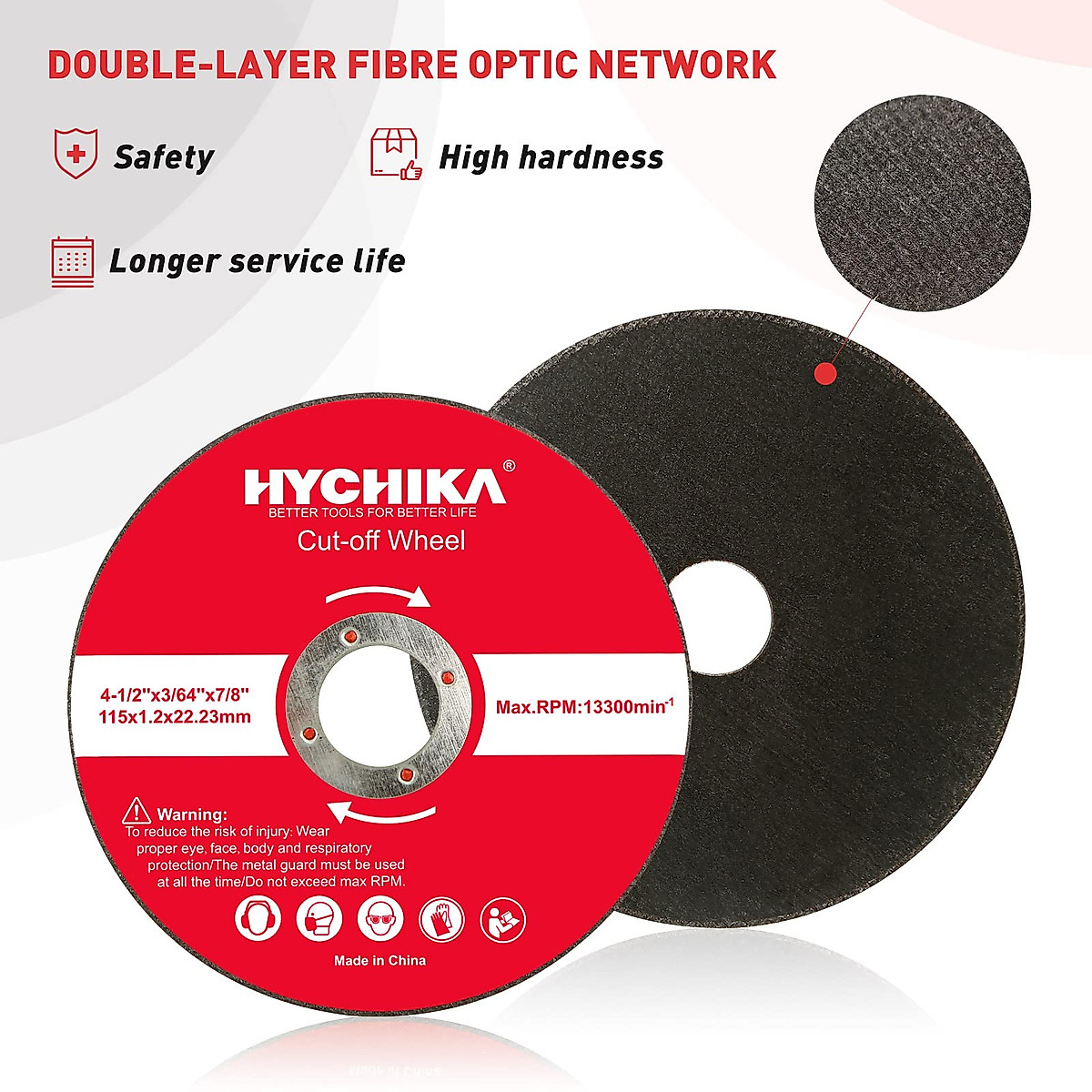 HYCHIKA 18V Power Angle Grinder,Cordless Grinder with 4.0Ah Battery and Fast Charger,8500RPM,5Pcs 4-1/2" Disc,3-Position Auxiliary Handle for Cutting and Grinding