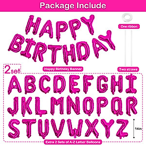 Personalized Name Happy Birthday Banner - Happy Birthday Balloon Letters Balloons 2 Sets A- Z 16'' Mylar Foil Birthday Party Decorations for Kids, Women, Men, Black