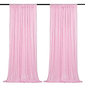 Pink Curtains 2ftx8ft Sequin Backdrop Curtain 2 Panels Pink Glitter Backdrop Fabric Drapes for Paties Holiday Decor