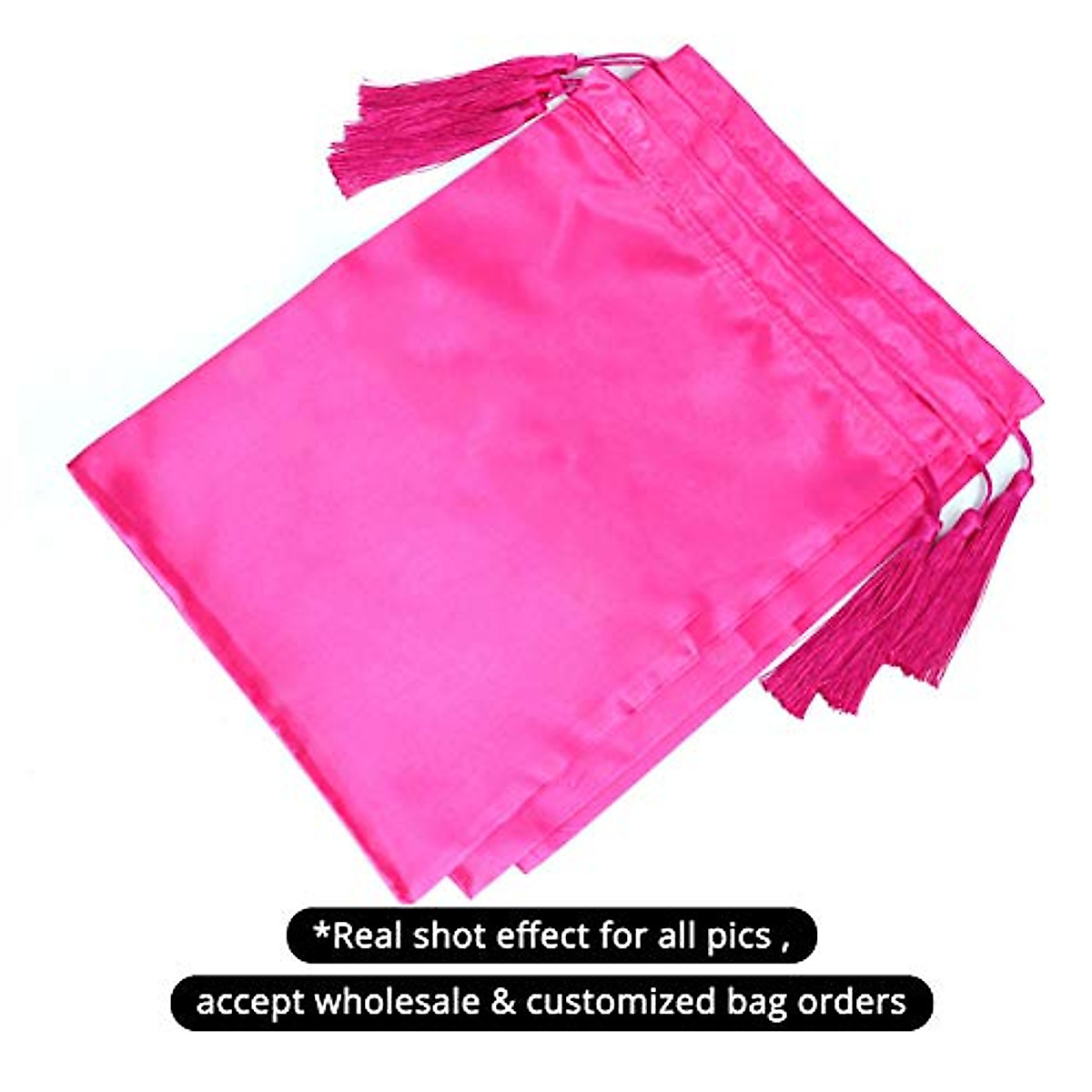 Ali Pearl Silk Satin Wig Bags, 3 Pcs Pink, Drawstring Closure, Rectangular, Elegant and Portable, Wig & Hair Extension Storage, Travel