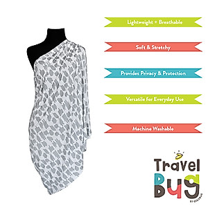 Travel Bug 5-in-1 Nursing Cover and Car Seat Cover for Babies, Scribble