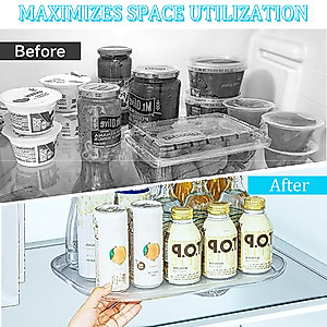 Lazy Susan Turntable Organizer for Refrigerator Clear Rectangular Fridge Organizer Storage Countertop Condiment Storage Rack Turntable Kitchen