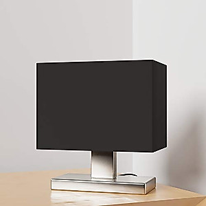 Amazon Basics Rectangular Metal Base Table Lamp with LED Bulb - 9.5" x 5.5" x 10.2", Brushed Nickel