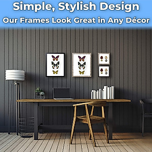 Super-Sturdy 11x14 Gray Shadow Box Frame With Glass 1pk . Large Rustic Wood Memory Box For Wedding Flowers, Jerseys, Pet Photos, Ticket Stubs or Medals