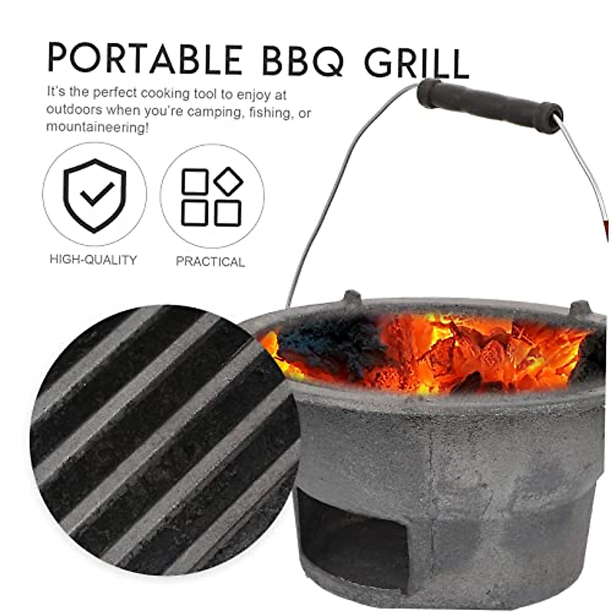 Yardenfun Outdoor Grill Portable Camping Stove Grill for Camping Japanese Dining Table Charcoal Burner Charcoal Outdoor Grills Outdoor Fire Pits Barbecue Grill Stove for Bbq Pig Iron On Foot