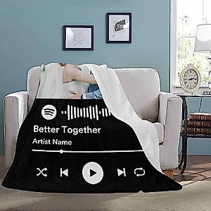 FunStudio Custom Blankets with Photos, Personalized Picture Throw Blanket, Music Song Style Wedding Anniversary Birthday Customized Gifts for Couples Boyfriend Girlfriend Sister
