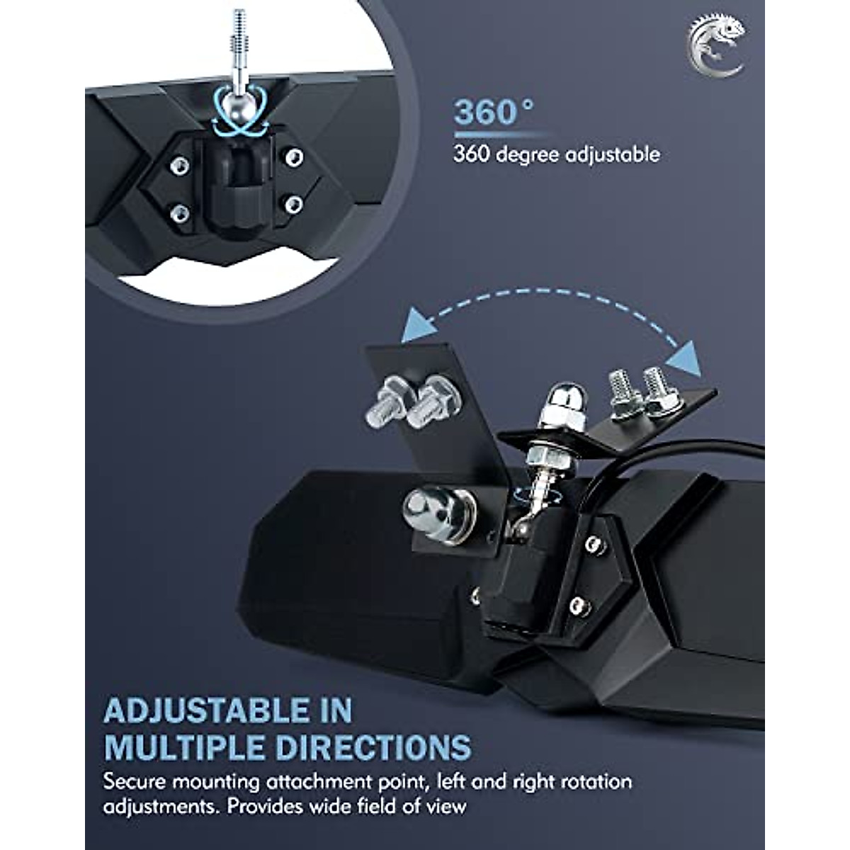 Lupar UTV Rear View Mirror, Aluminum Rearview Center Mirrors w/2 Types Mounting Bracker fit 2020-2022 Polaris RZR PRO XP/4, 2017-2022 Polaris Ranger 500 570 900 XP 1000 XP/Crew