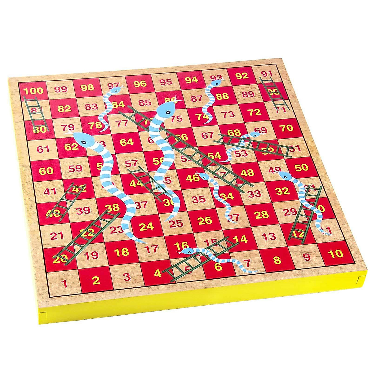 AMEROUS 12 inches Wooden Ludo Board Game - Snakes and Ladders, 2 in 1 Reversible, 1-4 Players Family Dice Games Set for Kids, Adults, Classics Tabletop Version (Gift Box Packed)