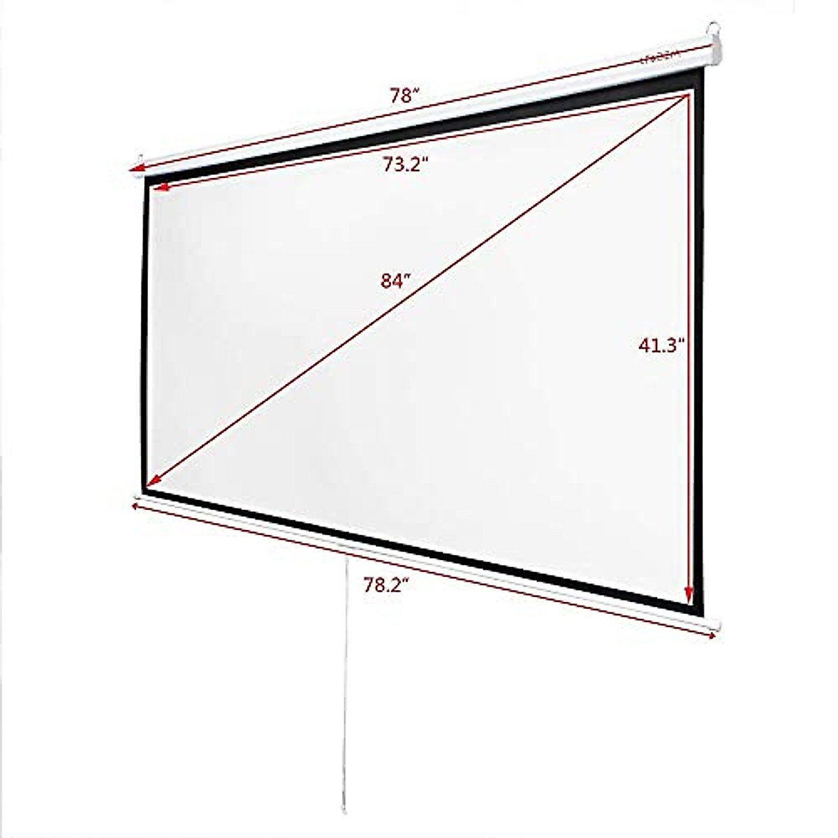 FMOGE Portable Folding 84 Inch 16:9 Manual Pull Down Projector Warp Knitted White Plastic Projection Screen Home Theater Movie