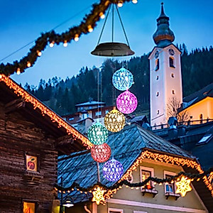 Yard Decor Lights, Solar Wind Chimes, Hanging Solar Lights Ball Wind Chimes,2023 Gifts for Women/Mom/Grandma/Wife/Daughter/Sister/Aunt, Birthday Gifts,Gardening Gift for Christmas,Outdoor Decorations