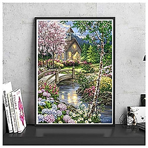 DIY Paint by Numbers Canvas Painting Kit for Kids & Adults, 16" x 20" Drawing Paintwork with 3 Paintbrushes Acrylic Paints - Village in The Night