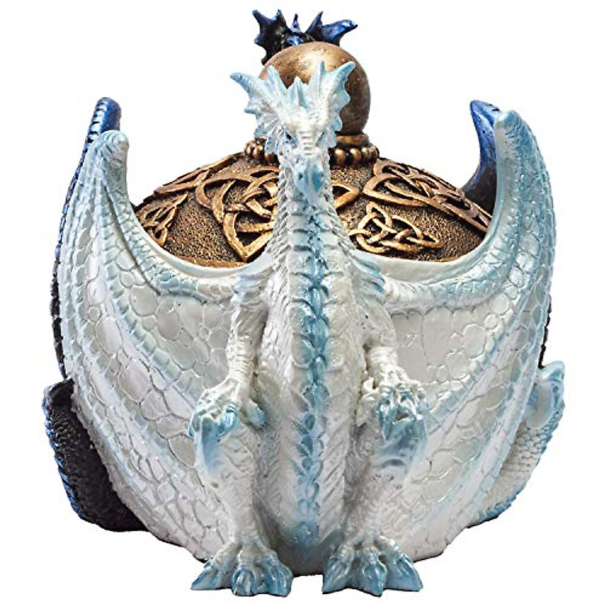 Pacific Giftware Fantasy Celtic Knotwork Dual Yin Yang Dragons Decorative Trinket Jewelry Box Figurine 5.75" Long