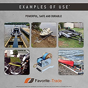 Boat Winch Strap with Hook 3200 lbs ATV - Heavy Duty Hand Crank Winch - Best Boat Trailer Winch(Mount Plate with 5 Bolts Included)