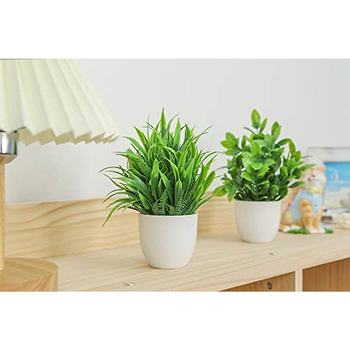 Miracliy 4 Packs Mini Fake Plants Artificial Potted Eucalyptus Faux Plants for Home Office Farmhouse Bathroom Table Shelf Decor Indoor