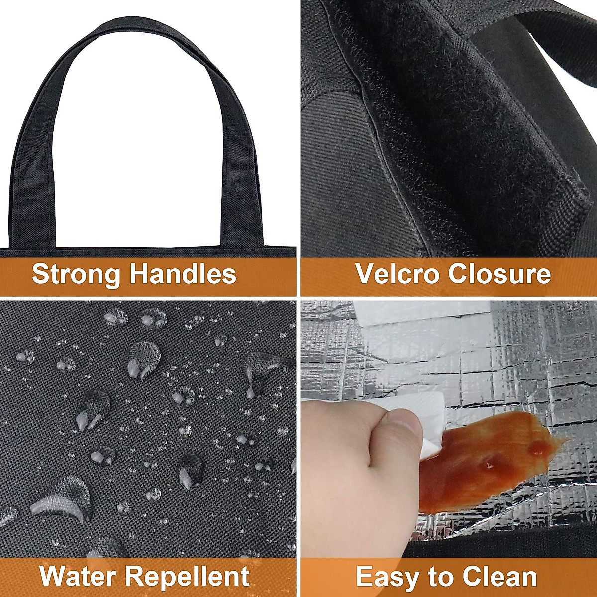 Lunch Bag for Women Men, Insulated Lunch Bag, Large Adult Lunch Box Tote Bag with Interior Pockets, School Lunch Box for Teens Kids, Reusable Portable Lunch Bag for Office, Work,School, Travel, Black