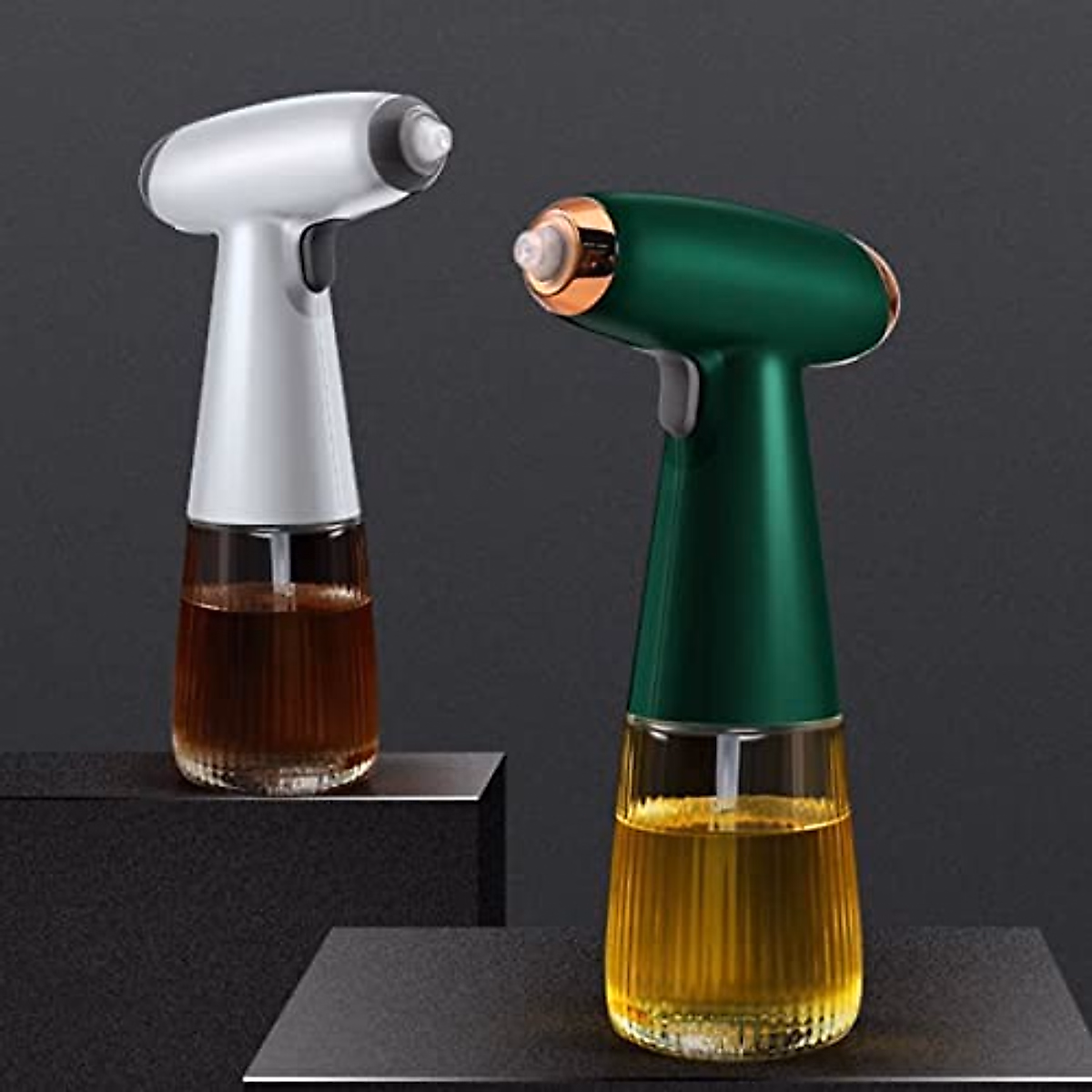 ZHIVIQ Electric Oil Sprayer for Cooking 200ML Olive Oil Mister 0.4mm Fine Mist Automatic Oil Spritzer Dispenser Bottles for Air Fryer Salad Kitchen Baking Frying BBQ Roasting (Premium set, Green)