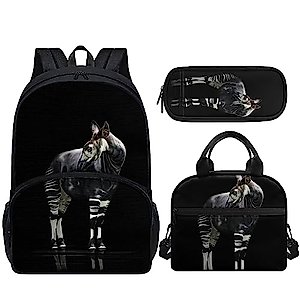 Okapi Backpack With Pencil Pouch And Lunch Box Bag 3 Piece Boys Girls Backpack Combo Set