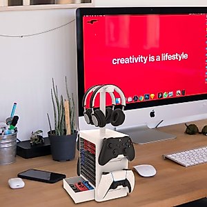 Joytorn Games Storage Tower(Up to 10 Games) for PS5,Game Disk Rack and Controller/Headset Stand Holder Compatible with Xbox Series X|S/Nintendo Switch/PS4