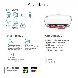 HP DeskJet 3634 Compact All-in-One Wireless Printer with Mobile Printing, HP Instant Ink or Amazon Dash replenishment readyy (K4T93A)