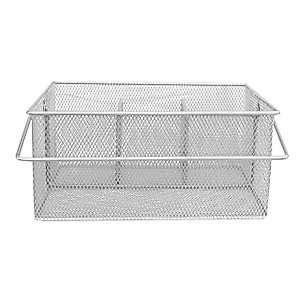 Maypes Utensil Caddy - Silverware Caddy for Parties, Spoon Holder, Buffet Organizer for Condiments, Napkin, Forks, Knives - Stainless Steel Flatware Caddy for Home, (Silver)