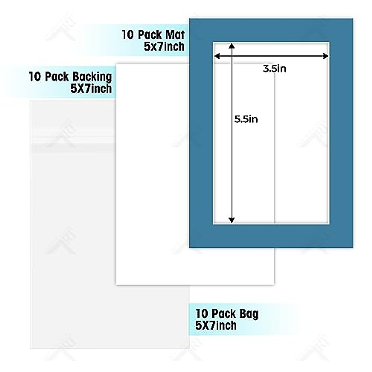 Golden State Art, Pack of 10 Mix Pre-Cut 5x7 Picture Mat for 4x6 Photo with White Core Bevel Cut Mattes Sets. Includes 10 High Premier Acid Free Bevel Cut Matts & 10 Backing Board & 10 Clear Bags