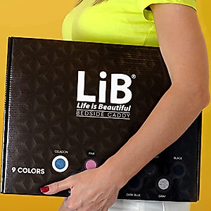 Lib Bedside Caddy, Original Design | Large Size 9.5" x 13.5" | Laptop Holder | 100% Handmade | College Room, Kids Bunk Bed, Hospital Bed | Night Hanging Storage Organizer (Light gray)