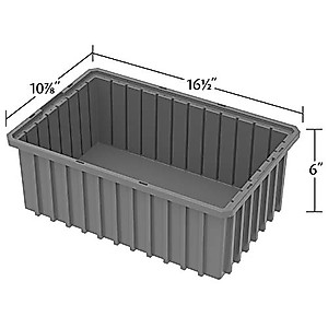 Akro-Mils 33166 Akro-Grid Plastic Slotted Dividable Modu Box Stackable Grid Storage Tote Container, (16-1/2-Inch L x 10-7/8-Inch W x 6-Inch H), (8 Pack), Red (33166RED)