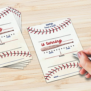 ISOVF 4" x 6" Baseball Birthday Party Invitation Cards With Envelopes (20 Sets) - Sports Theme Fill-In Style Party Invites- C25