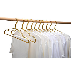 Matte Gold Aluminum Clothes Hangers, 16.5” Extra Smooth & Sturdy Metal Coat Shirt Dress Hanger, Light & Sturdy Metal Rack for Jacket Trouser Pant Slack 20 Pack HL07G