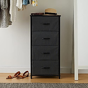 AZL1 Life Concept 4 Drawers Fabric Dresser Storage Tower, Organizer Unit for Bedroom, Closet, Entryway, Hallway - Dark Grey