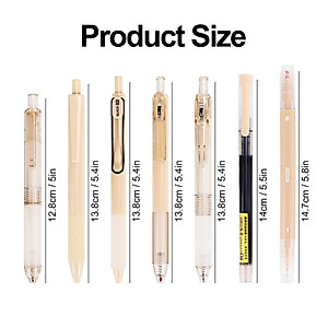 Buqoo Gel Pens Set, 5 Pack Retractable Gel Ink Pens 0.5mm Fine Points Pens Various Styles of Gel Pens with 1 Highlighter for Drawing Writing Planner and School Supplies (Brownish Red Color)