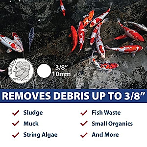 The Pond Guy ClearVac Pond Vacuum, Powerful Motor Quickly Removes Sludge & Debris, Dual Chamber Reservoir for Nonstop Use, 4 Interchangeable Nozzle Attachments, 5 Extension Tubes, 8 Ft Discharge Hose