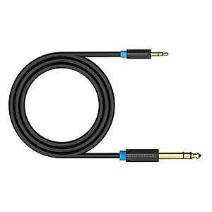 EVNSIX Audio Instrument Cable - 5FT 1/8" Male to 1/4" Male Aux Jack TRS Stereo Audio Cable for iPhone, iPod,Guitar Laptop Amplifier Microphone/24K 15U Gold Plated PVC Infection Molding Shell