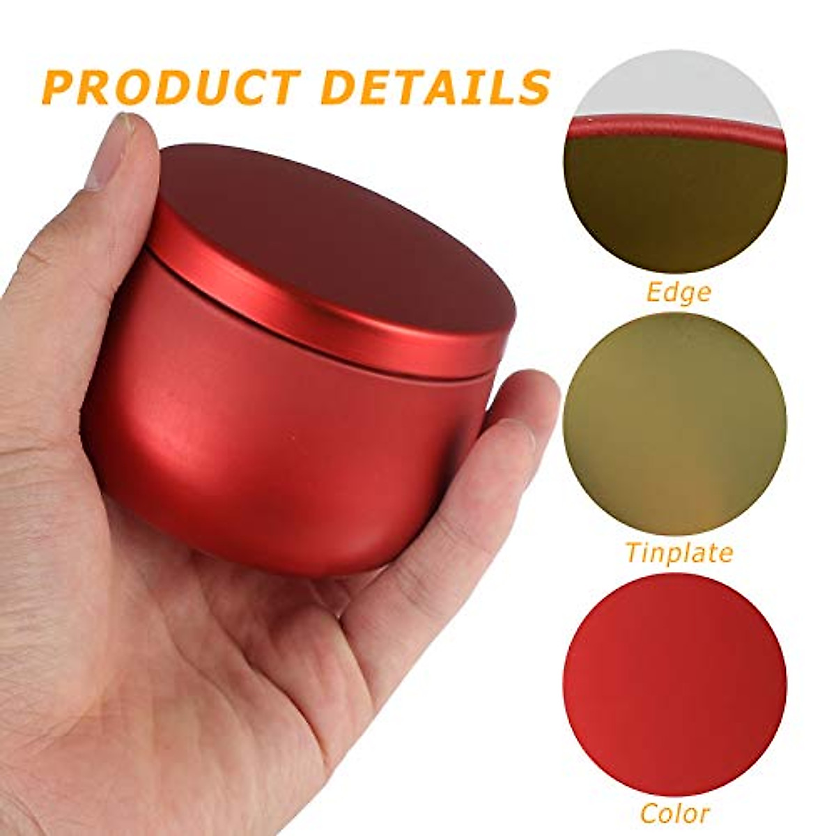 8pcs Candle Tin,metal Candle Tins for Candle Making, Crafts, and Candy Storing (Red) Airtight Cookie Food Containers Food Container