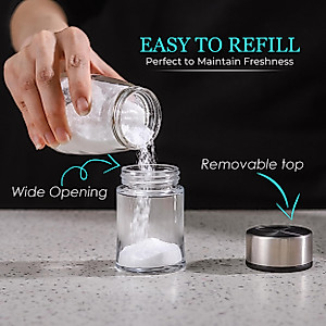 Salt Shaker or Pepper Shaker with Adjustable Pour Holes - Stainless Steel Spice Dispenser - Perfect for Pink Himalayan, Table Salt, Black and White Pepper. (2.4 oz)