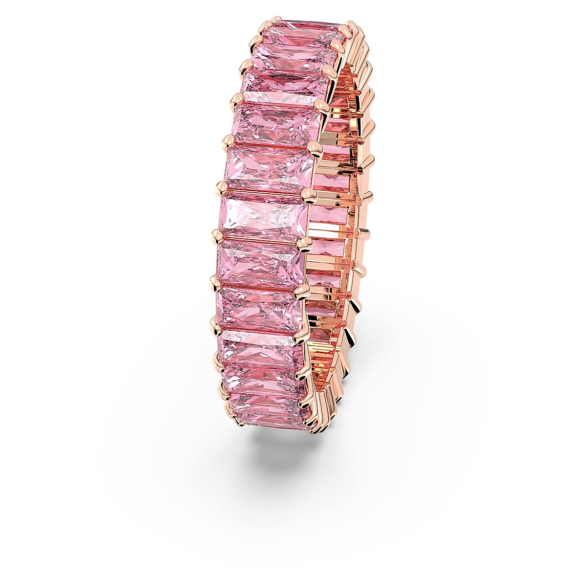 SWAROVSKI Matrix ring, Baguette cut, Pink, Rose gold-tone Finish