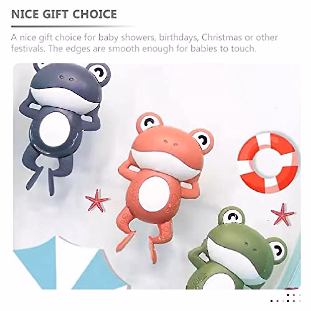 Toyvian 3Pcs Wind Up Bath Frogs for Kids Swimming Frog Clockwork Toys Floating Bathtub Toy Kids Water Bathtime Fun Green