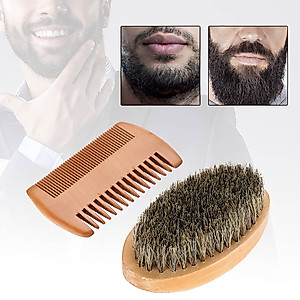 Men's Beard and Mustache Care Kit - Oval Brush, Comb, Grooming Tools for Softening, Conditioning, and Cleaning